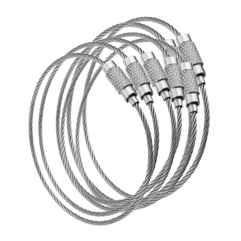 wholesale 50PCS/lot Screw Locking Stainless Steel Wire Keychain Cable ...