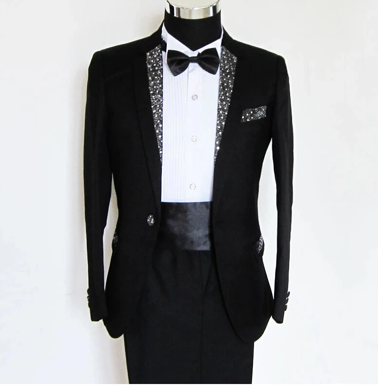 Men Suits Groom Stage Slim Blazers Male Singer DJ Costume Men's ...