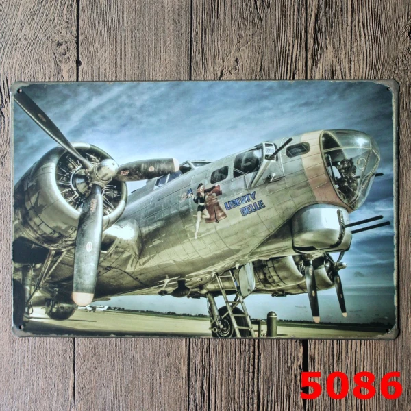 World War II aircraft Vintage Craft Tin Sign Retro Metal Painting ...