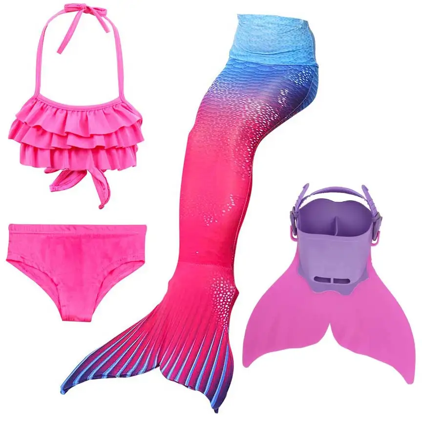 4PCS Ariel Queue de Sirène Enfant pour Nager avec Monopalme Petite ...