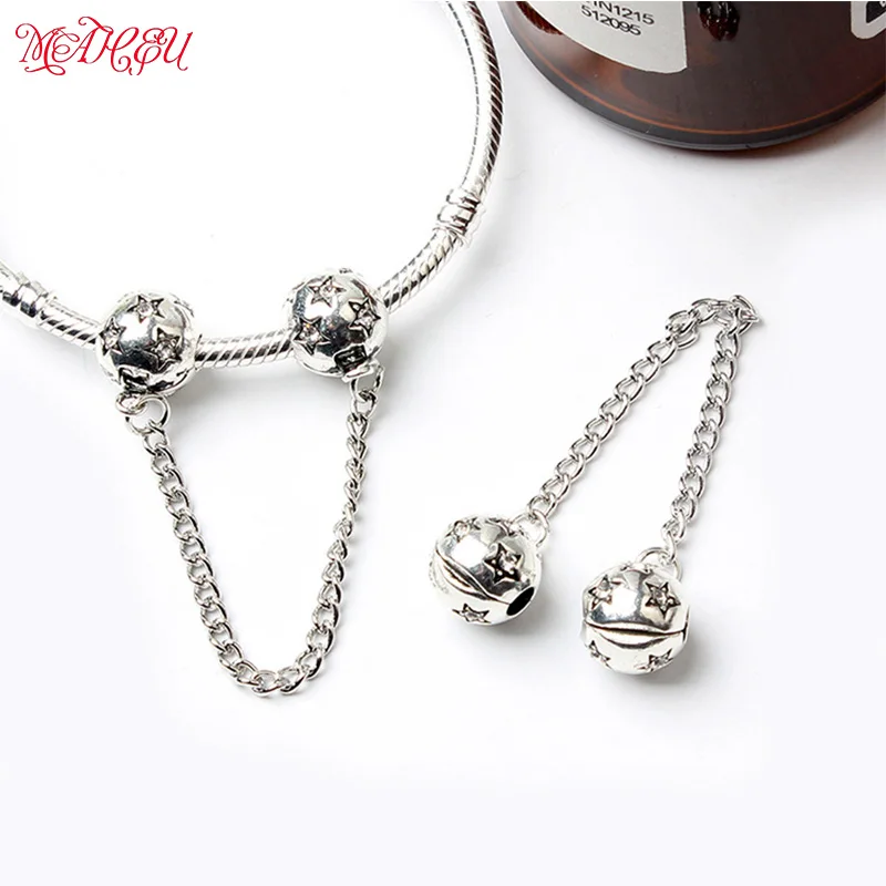 High Quality Silver Crystal Lock Safety Chain Charm Love Heart Star ...