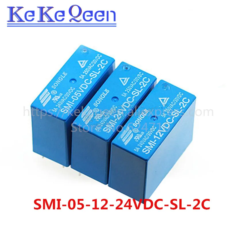 Power relays SMI-05VDC-SL-2C SMI-12VDC-SL-2C SMI-24VDC-SL-2C 5V 12V 24V 5A 250VAC/30VDC 8PINS A ...