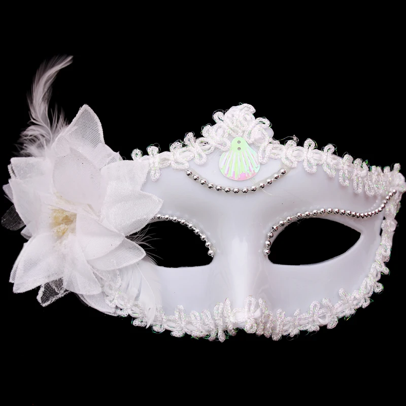 Party masks Halloween masquerade party half face mask flower feather ...