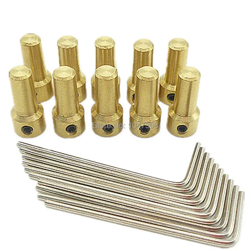 10pcs 3.17mm Brass Mini Electric Motor Shaft Clamp Drill Chuck Motor ...
