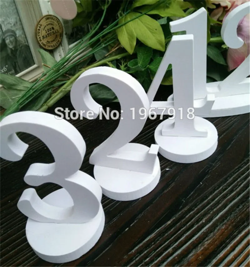 12cm Height White PVC Table Numbers Wedding Table Number Stand Unique ...