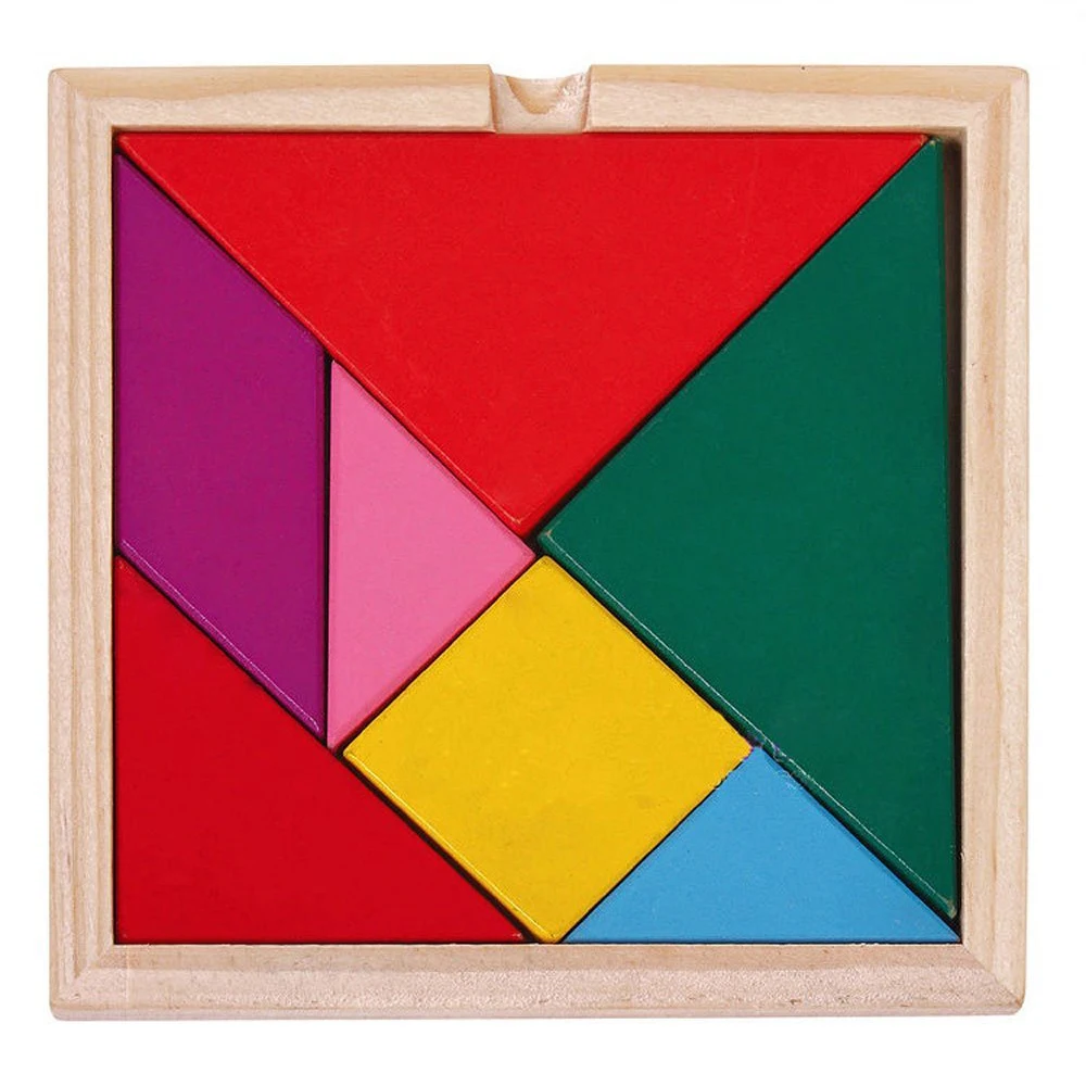 Aliexpress Buy Wooden Tangram 7 Piece Jigsaw Puzzle Colorful 