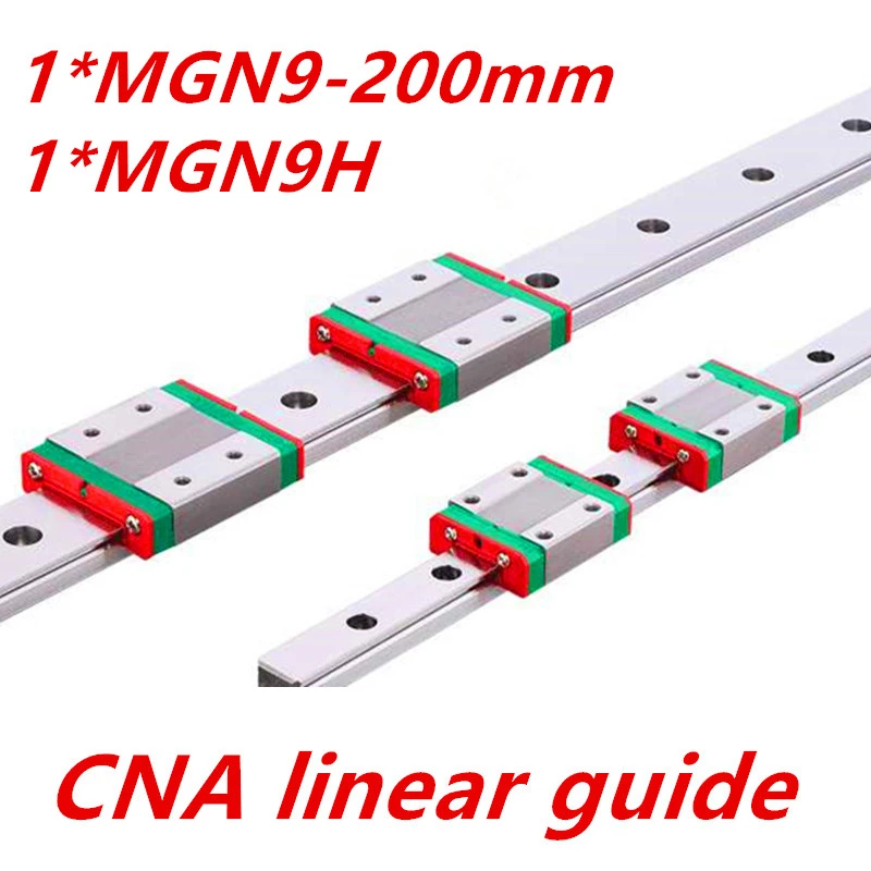Free shipping 9mm Linear Guide MGN9 200mm linear rail way + MGN9H Long ...