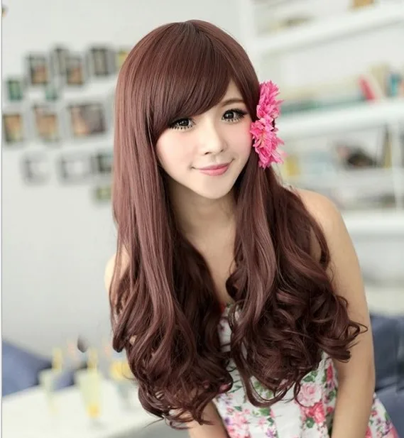 24''(60CM) Korea Janese fresh Cute Sweet Long Big Wavy Oblique Bangs ...