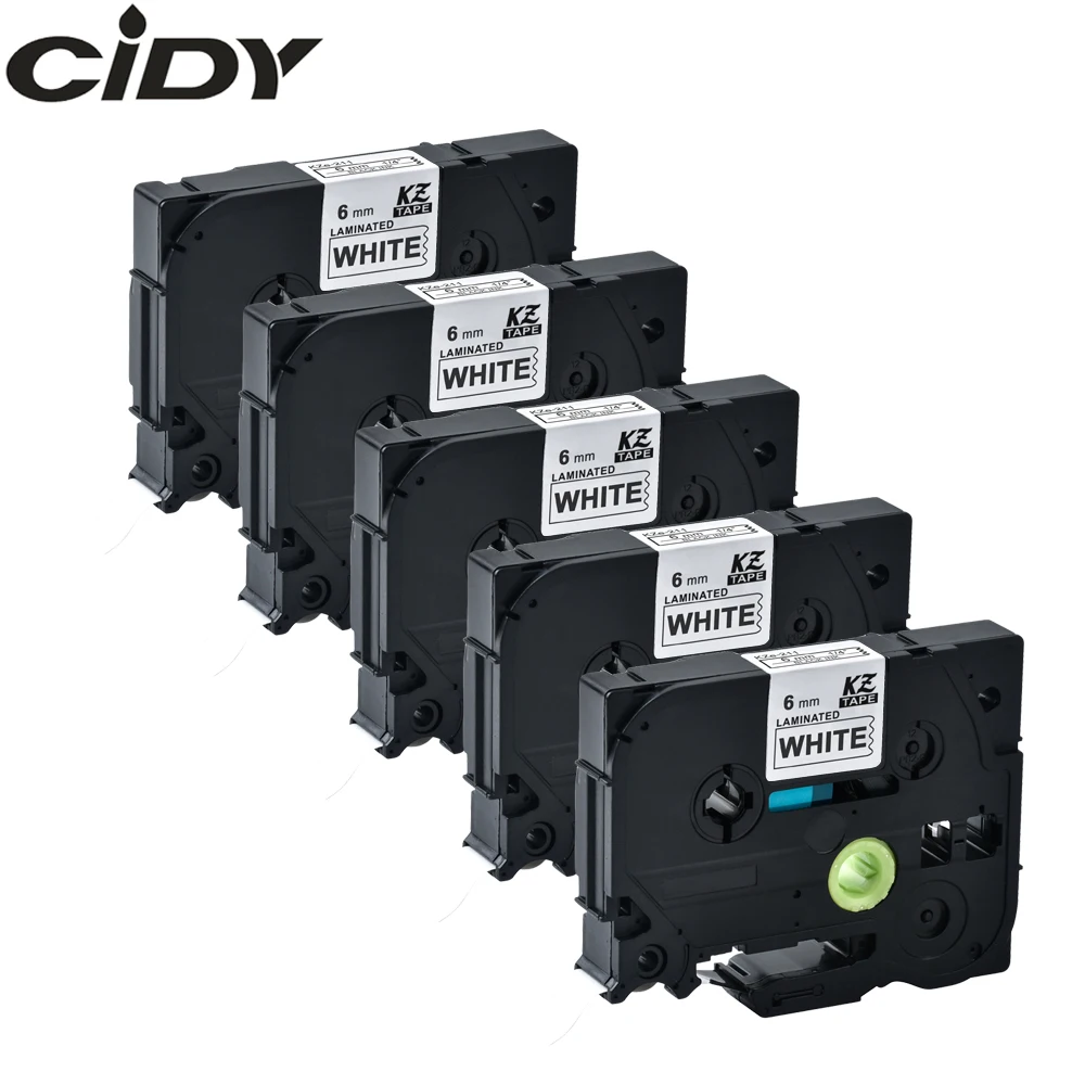 Cidy 5pcs Black On White Tape Tze211 Tze-211 Tz211 Tze 211 Tz 211 ...
