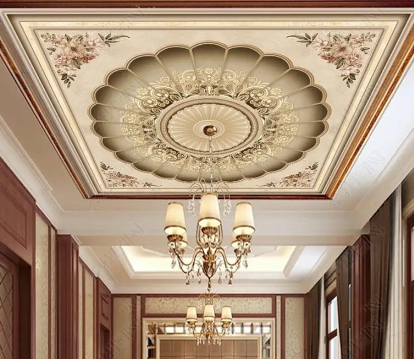 Exquisite-HD-3d-wallpape-ceiling-European-style-living-room-custom ...