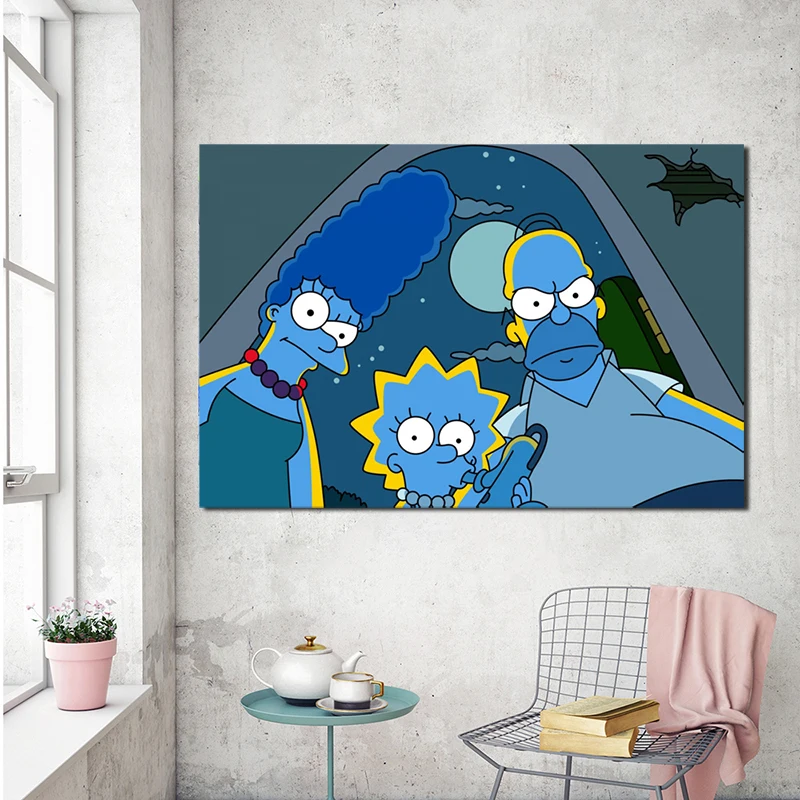 TV Show The Simpsons Homer Marge Lisa Canvas Painting Print Living Room ...