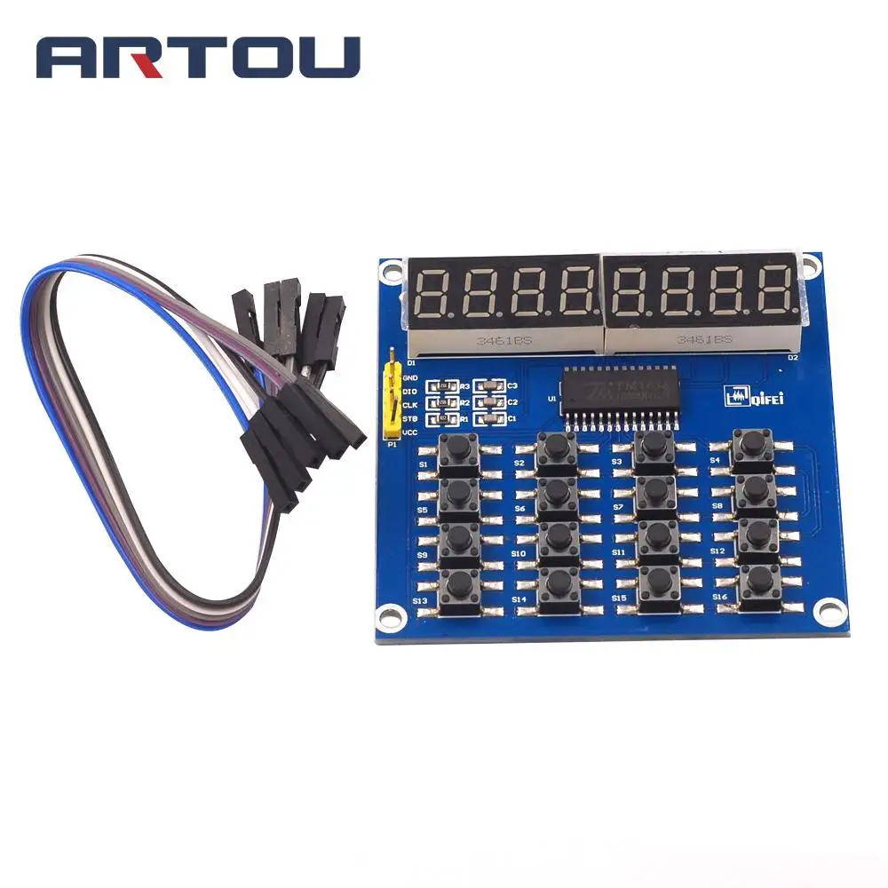 Tm1638 디지털 Led 디스플레이 8 비트 디지털 튜브 보드 3 와이어 16 키 8 비트 키보드 스캔 및 Arduino용