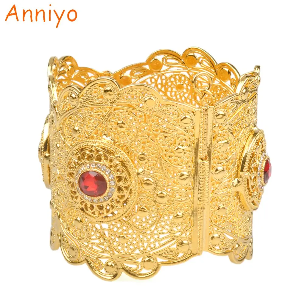 Anniyo 68 70MM Luxury Big Bangle Women Gold Color Dubai Style Jewelry ...