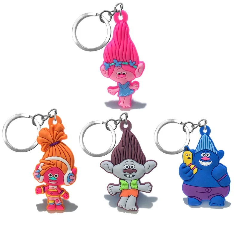 1pcs Lovely Anime Trolls Keychain Cartoon PVC Pendant Key Ring Key ...