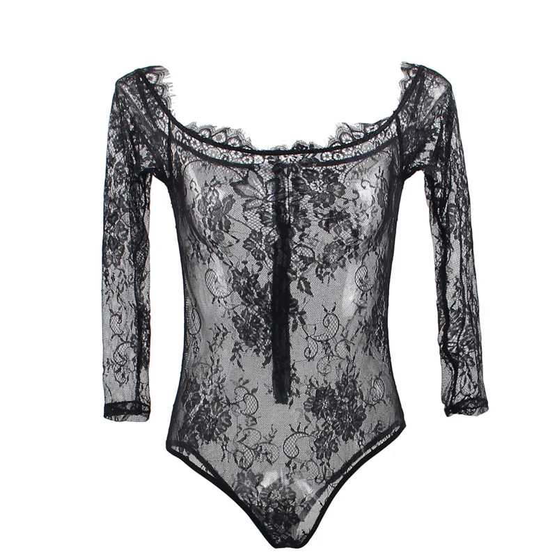 Eyelashes Lace Sexy Teddy Lingerie Transparent Body Suits For Women ...