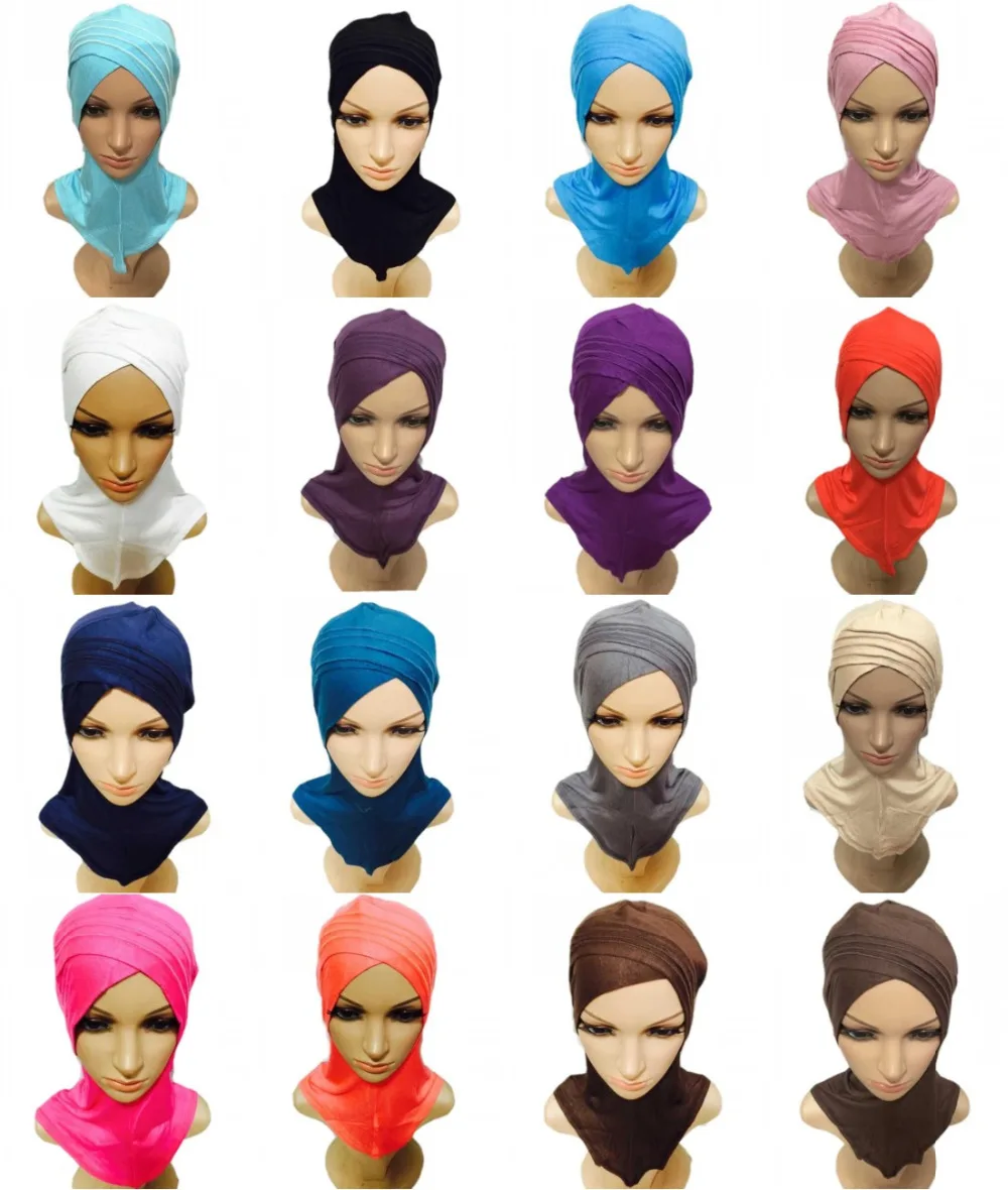 New 100% Cotton Crossover Muslim Islamic Underscarf Hats Ninja Hijab ...
