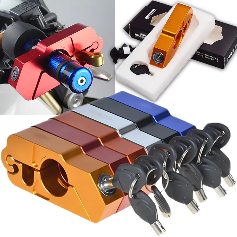 Motorcycle Grip Lock CNC Security Safety Handlebar Locks Handset Brake ...