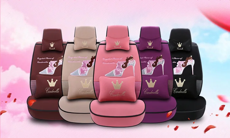 Полностью розовые Чехлы для автомобильных сидений для девушек, женские ...