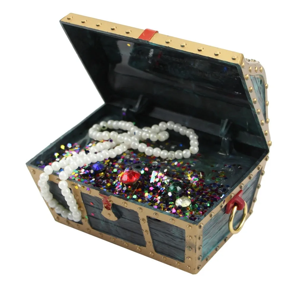 Decor Treasure Chest Box Action Air Aquarium Ornament Fish Tank ...