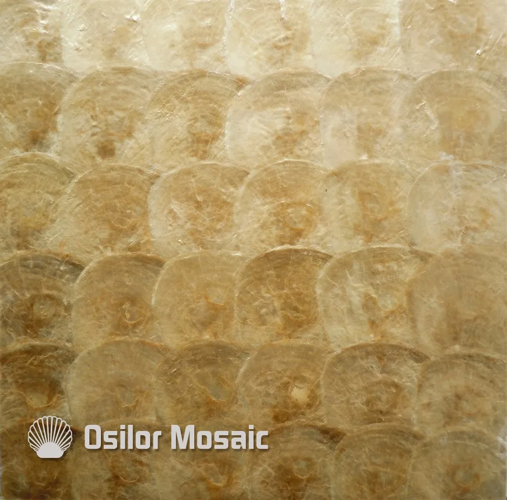 Golden color natural 100% capiz shell mother of pearl mosaic tile for ...