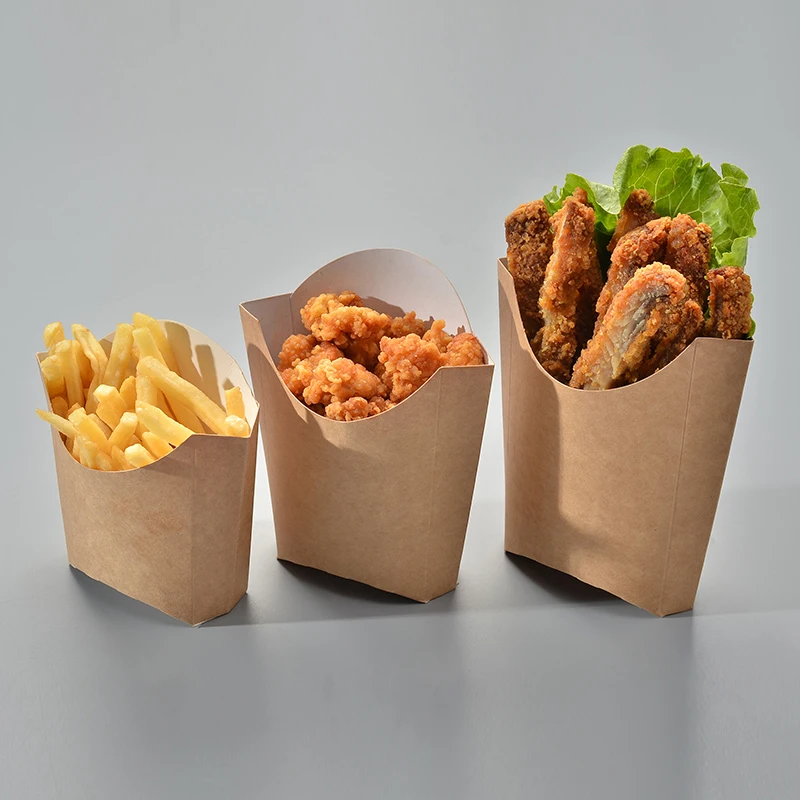 French Fries Box Fast Packing Takeaway Kraft Paper Bowl Snack Anti Oil ...