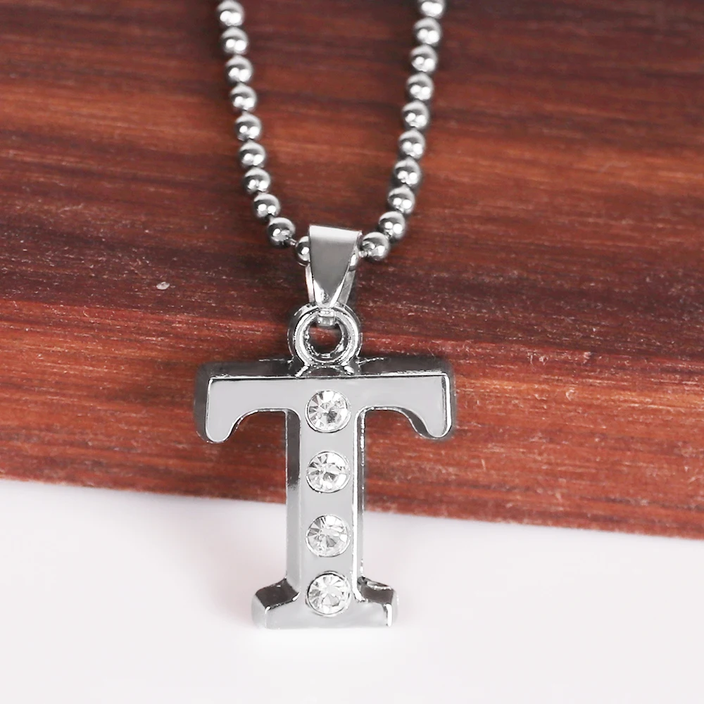 Zircon Initial Alphabet Letter T Name Necklace Personalized Statement ...