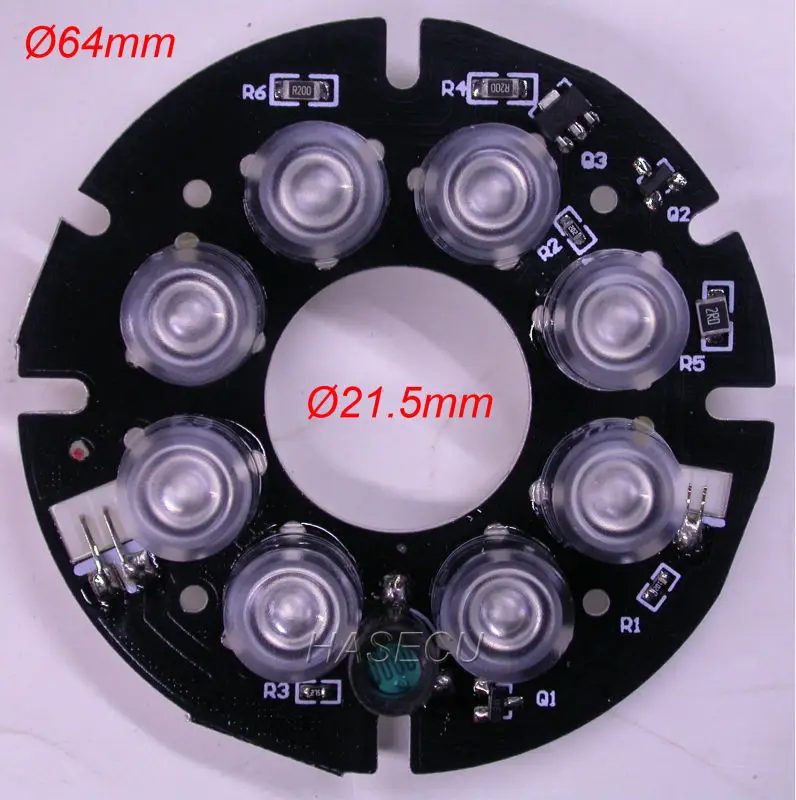적외선 8x SMT 편평한 유형 IR LED 보드 CCTV 카메라 야간 비전 (직경 64mm) 90도 방출 각|board led ...