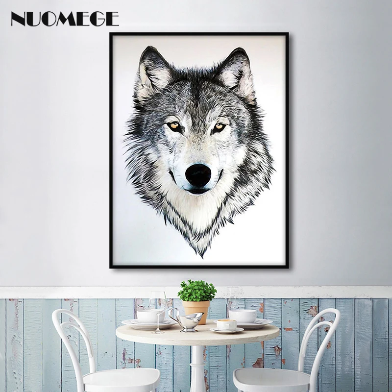 NUOMEGE Nordic Style Picture Animals Poster Wolf Canvas Painting Wolves ...