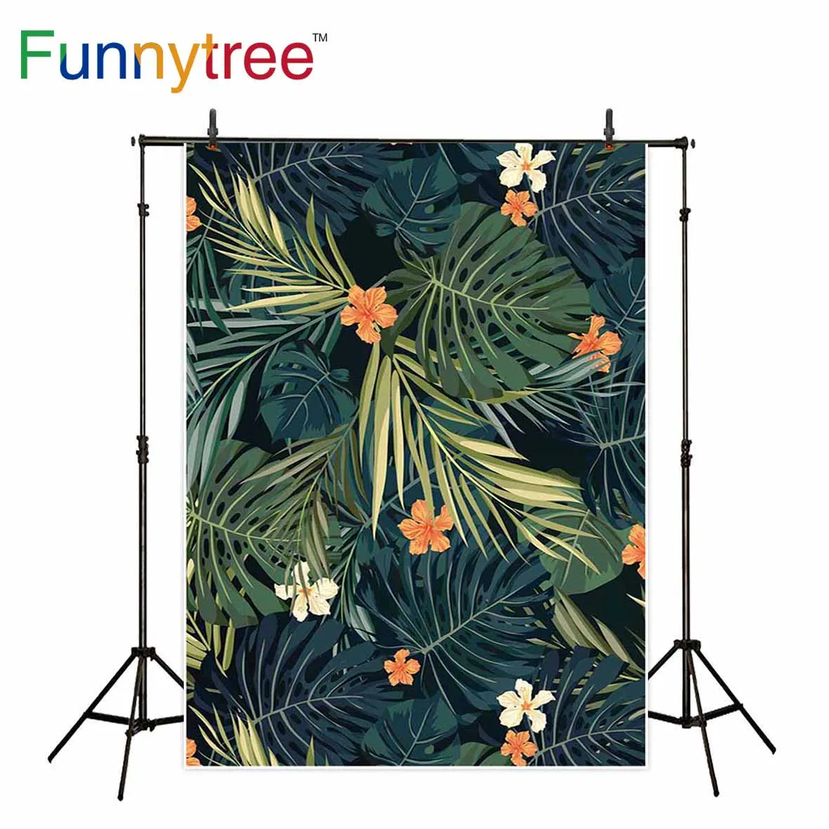 Funnytree-background-for-photo-studio-tropical-leaves-flower-cartoon ...