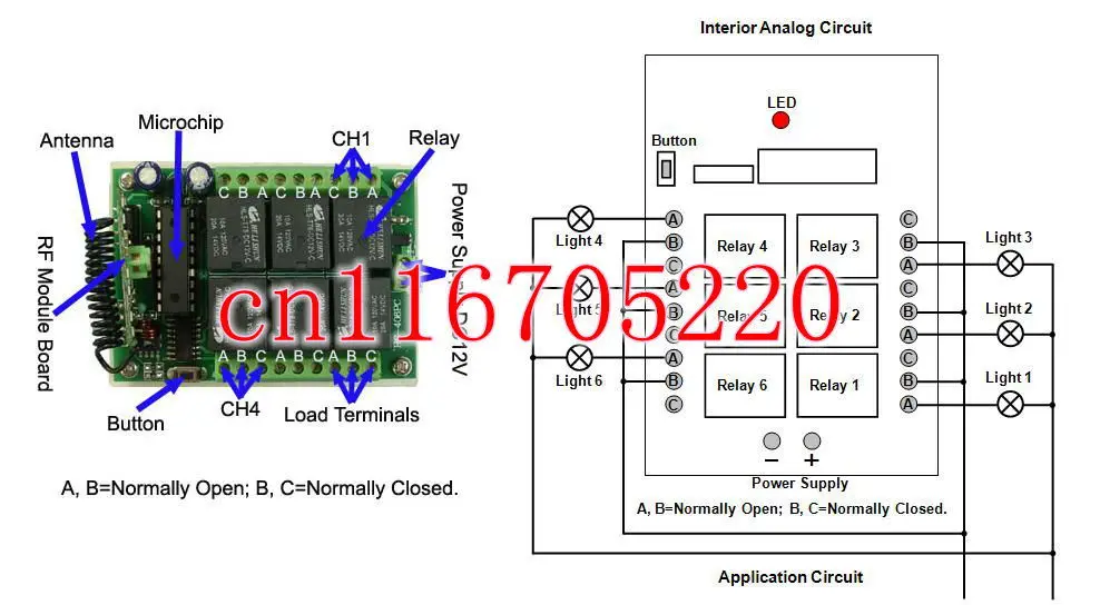 1000m 6ch 12volt Wireless Remote Control Switch On Off Dc 12v Battery ...