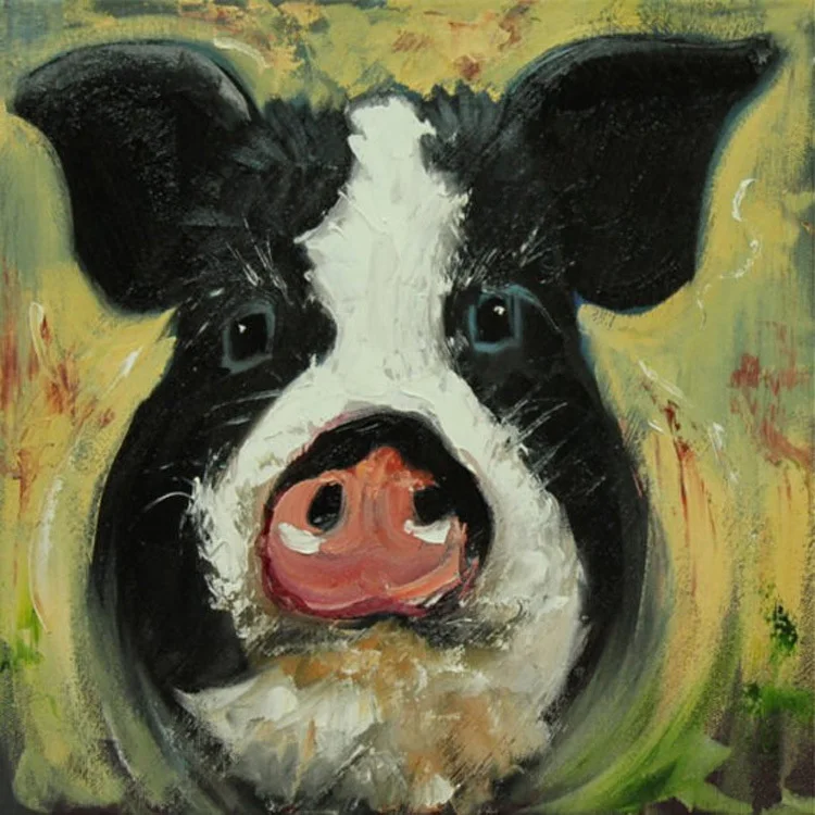 High Skills Artist Hand painted High Quality Funny Pig Head Oil ...