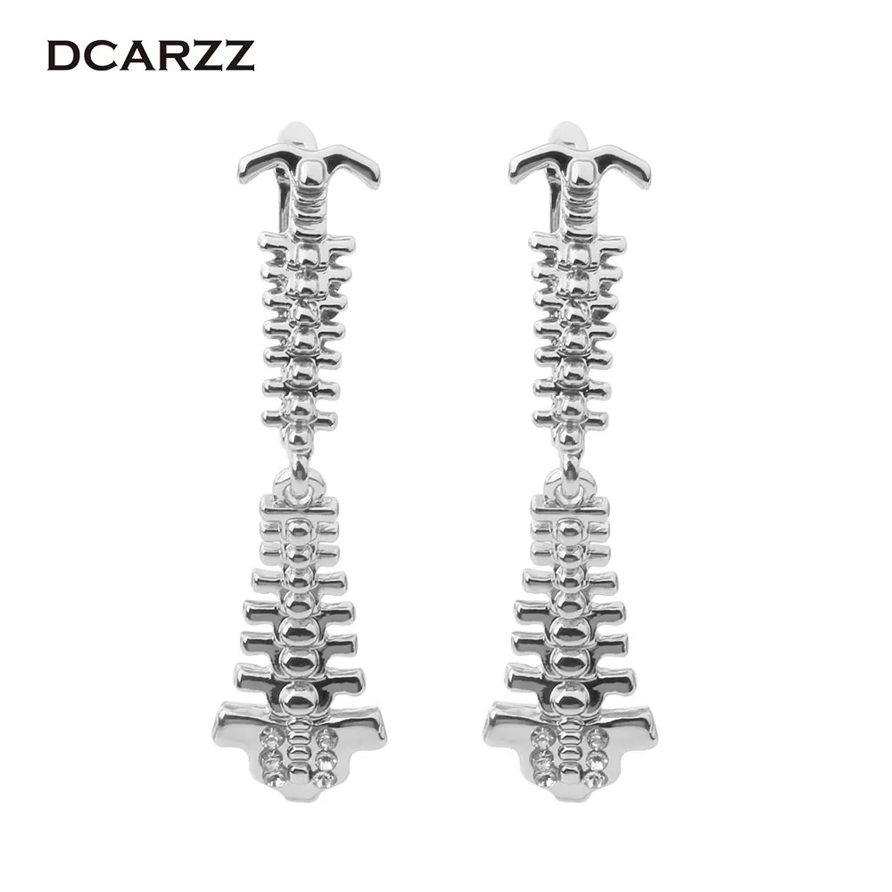 2 Colors Spine Earrings the Human Bones Shape Crystal Stud Earrings for ...