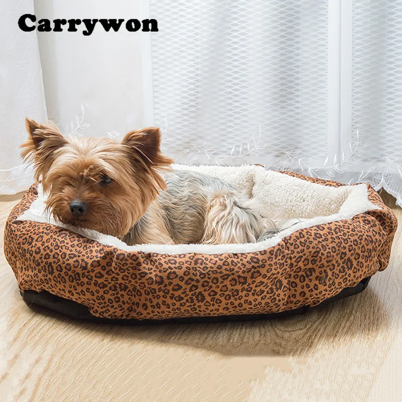 Carrywon Pets Sleeping Bed Sexy Leopard Print Dog House Cat Kennel Soft ...