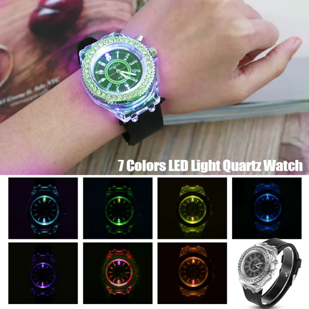 Luminous LED Sport Watches Women Quartz Watch ladies Women Men Silicone ...