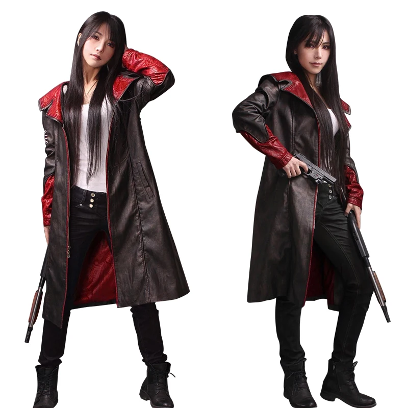 Devil May Cry Dante Jacket Cosplay Costume DMC 5 PU Leather Coat Trench ...