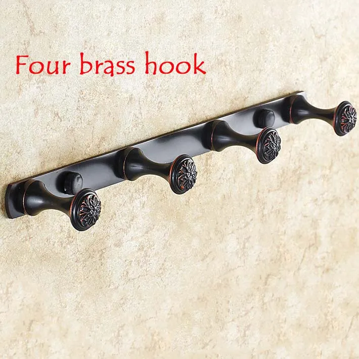 Oil rubbed bronze 4 hooks Clothes Towl Hook Brass Row Hook with flower ...