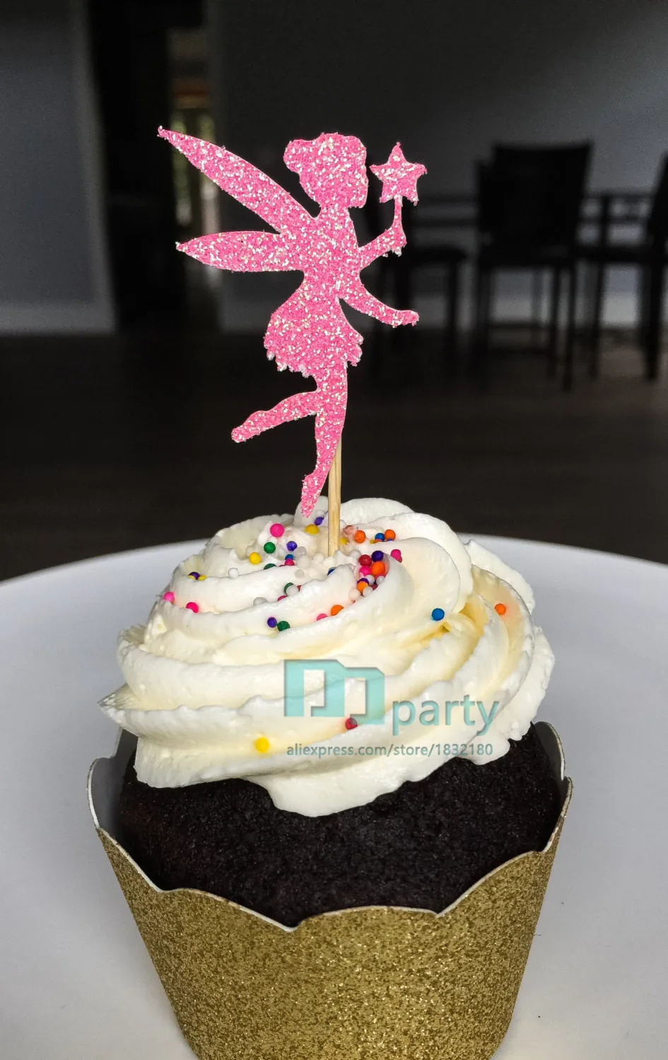 Glitter-pembe-peri-kek-Toppers-do-um-g-n-Cupcake-Toppers-Baby-Shower ...