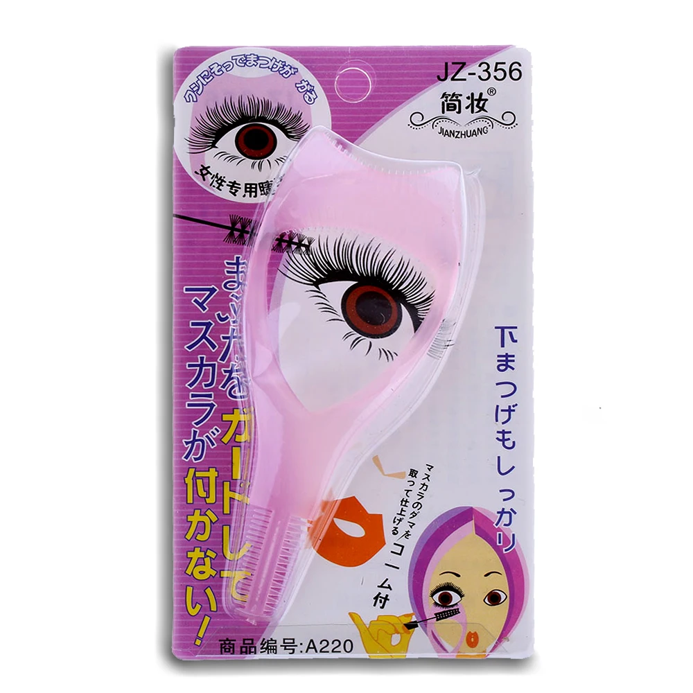 Pink 3 In 1 Mascara Brush Applicator Tool Eyelash Curling Guide