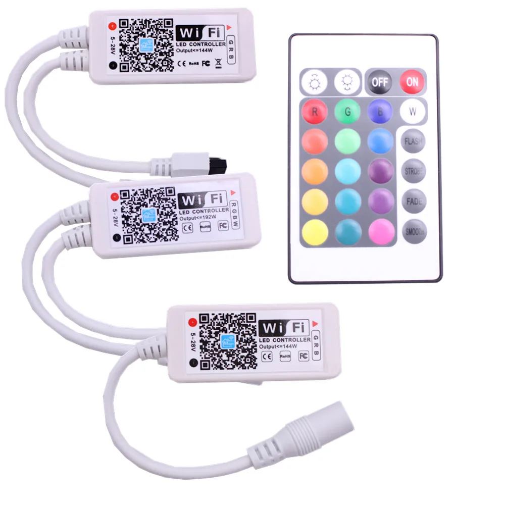 Controlador LED Wifi RGB / RGBW Mini DC12V con RF IR 24Key, Control ...