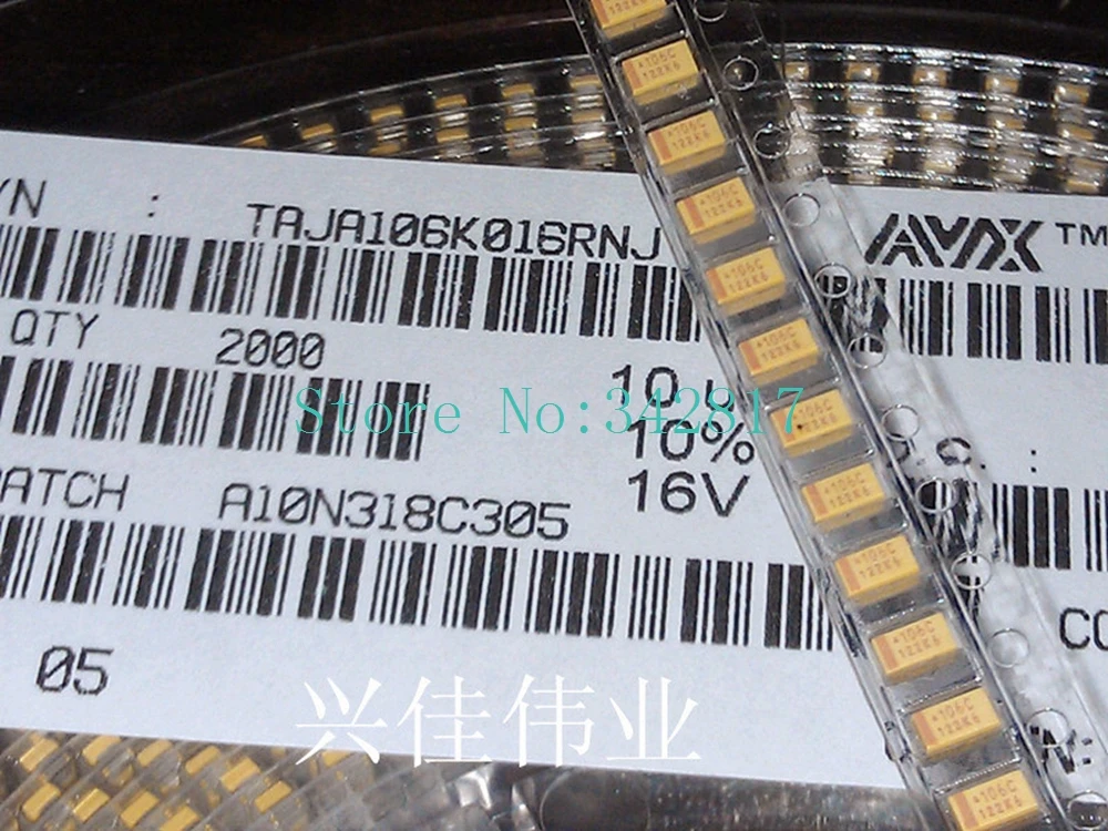TAJA106K016RNJ CAP TANT 10UF 16V 10% 1206 Tantalum Capacitors Size A 100pcs