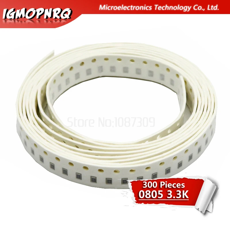 300PCS 0805 SMD Resistor 5% 3.3K ohm 1/8W 3K3 332|Resistors| - AliExpress