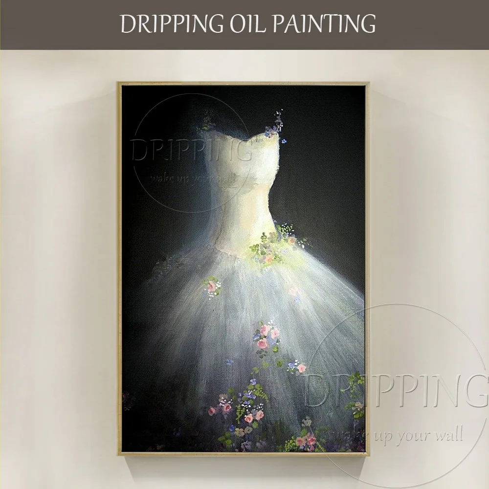 Unframed-New-Arrivals-Handmade-Airy-Dress-Oil-Painting-on-Canvas-Modern ...