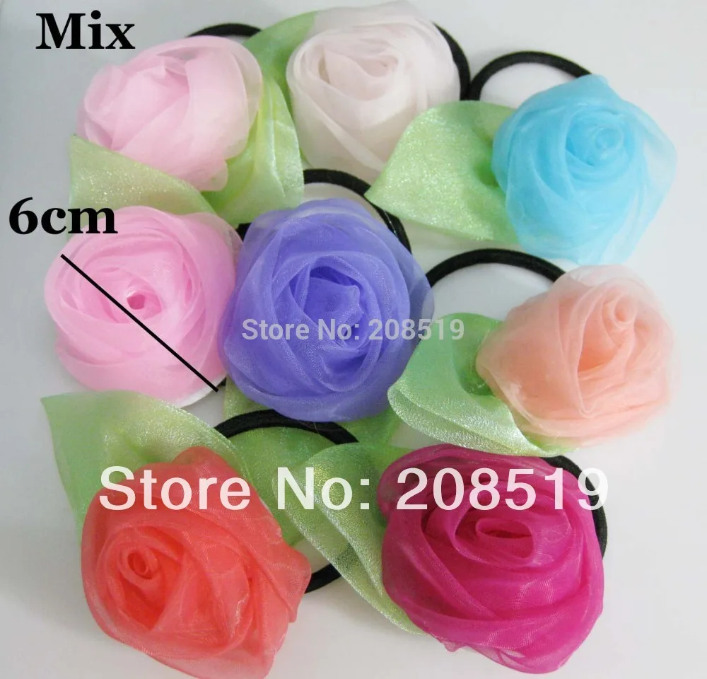 HJ0031 hair flower bands 10pcs Organza Ribbon Rosettes Headwear mix ...