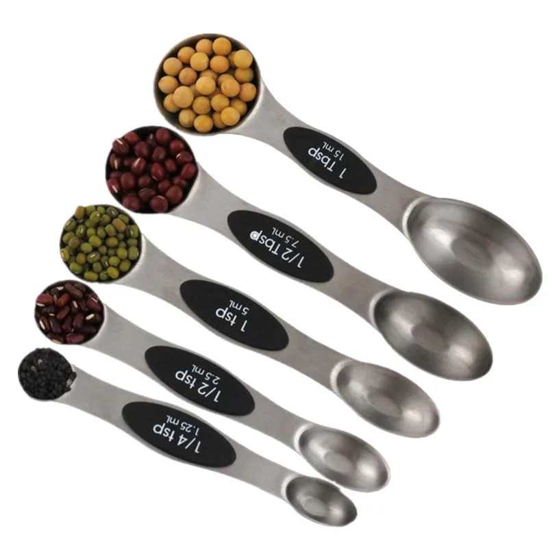 Magnetic-5Sizes-Measuring-Double-Measuring-Spoons-Stainless-Steel ...