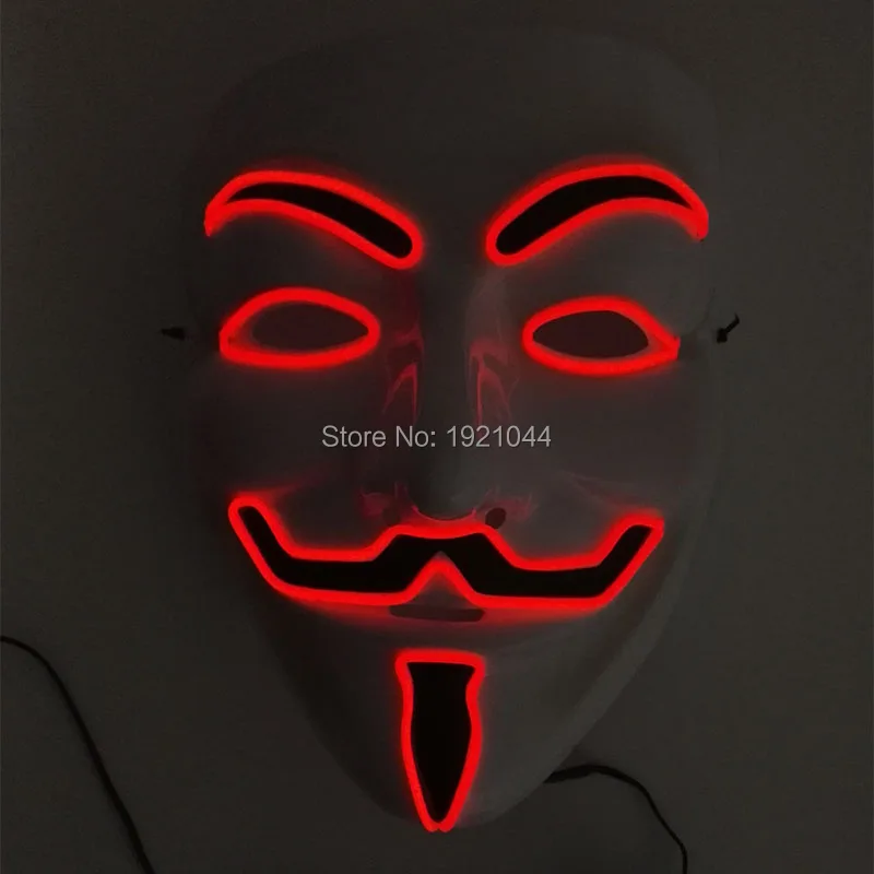 Bright Color Red Led Neon Mask EL Wire Glowing luminous mask Carnival ...