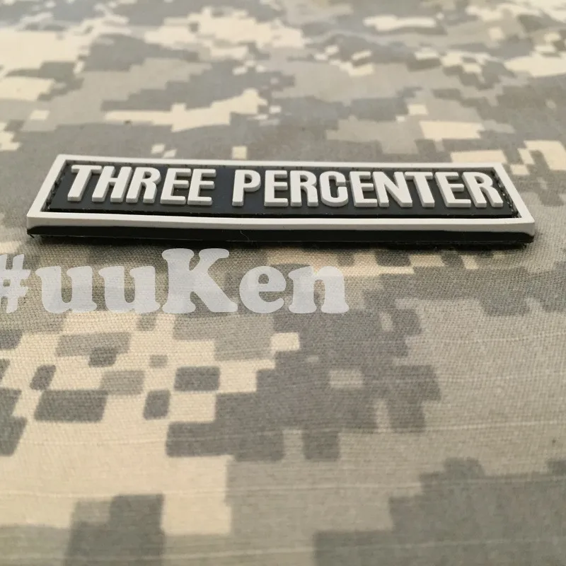 Three Percenter PVC Morale Patches Military Tactical Airsoft Three ...