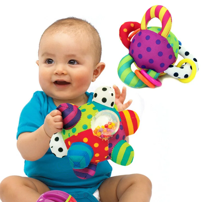 Baby Rattles Ball Grasping Baby Fun Ball Cute Plush Soft Cloth Hand ...