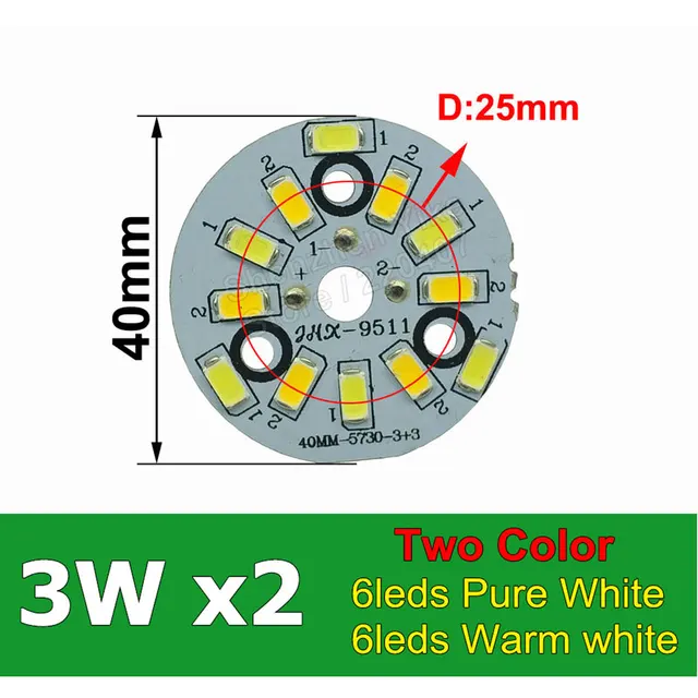 3Wx2 Warm/Cold White two color in one PCB 35mm/40mm/45mm 5730 SMD Light ...