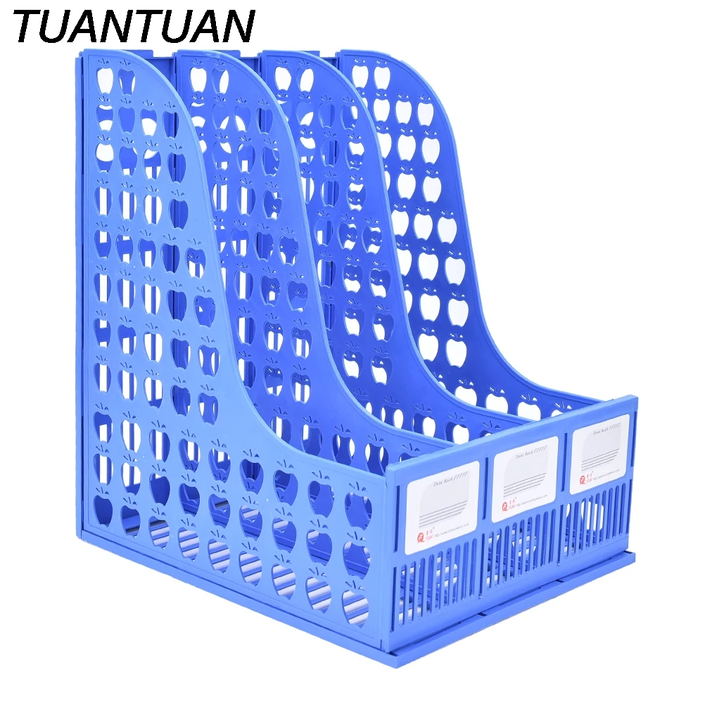 Hot Sell Blue black 3 Sections Paper Book Storage Organizer Magazine ...