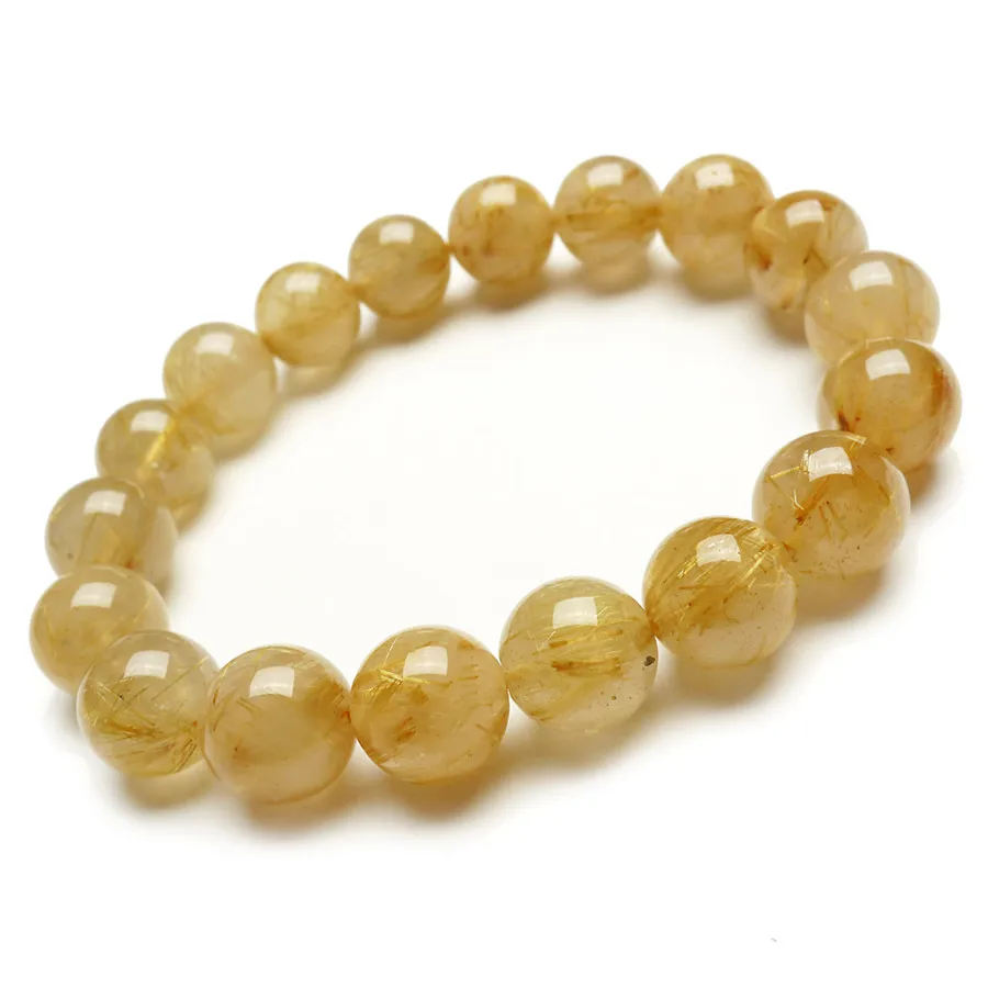 Genuine Natural Yellow Golden Rutilated Quartz Bracelets Women men ...